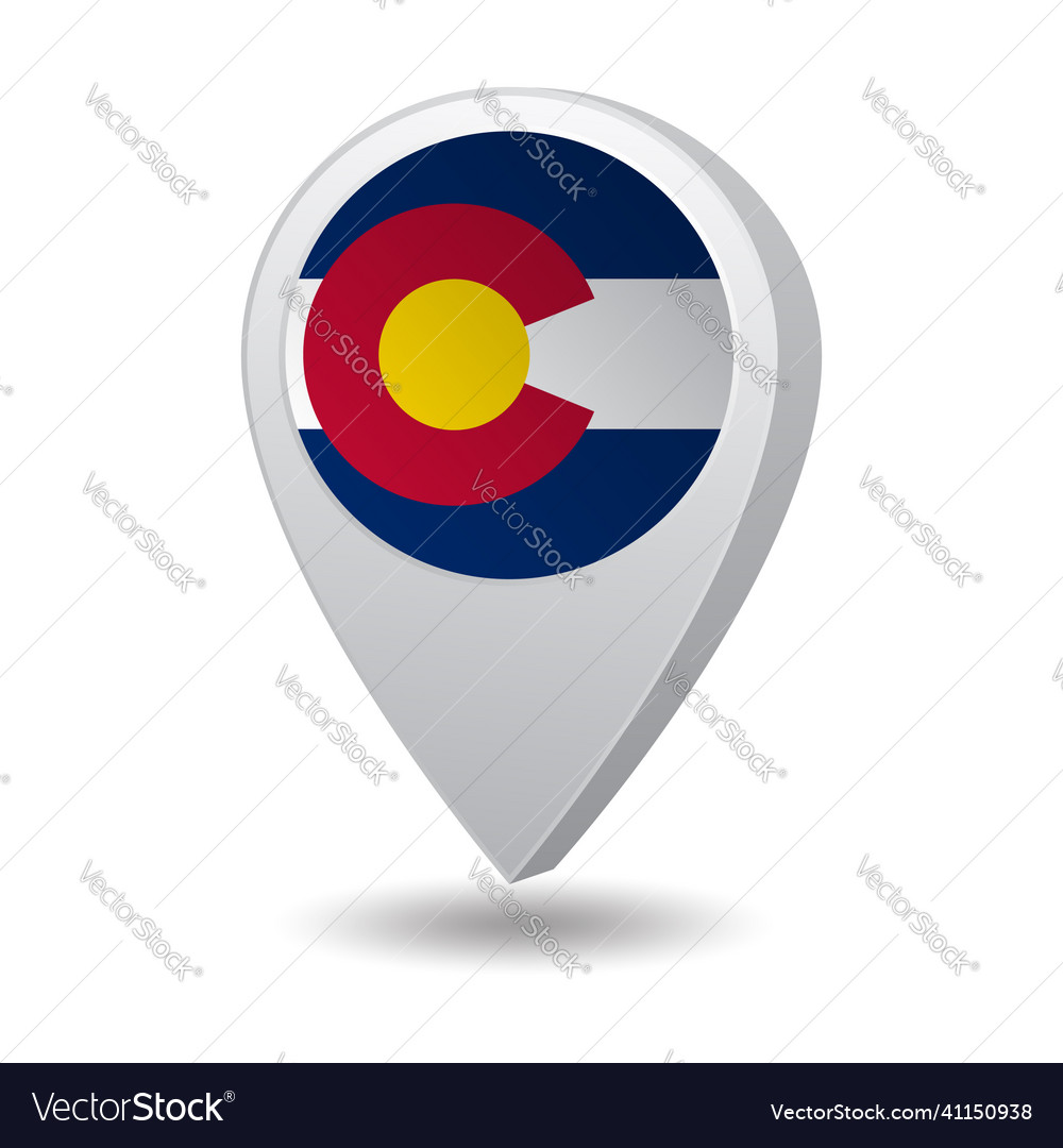 Flag of state colorado usa on marker map Vector Image