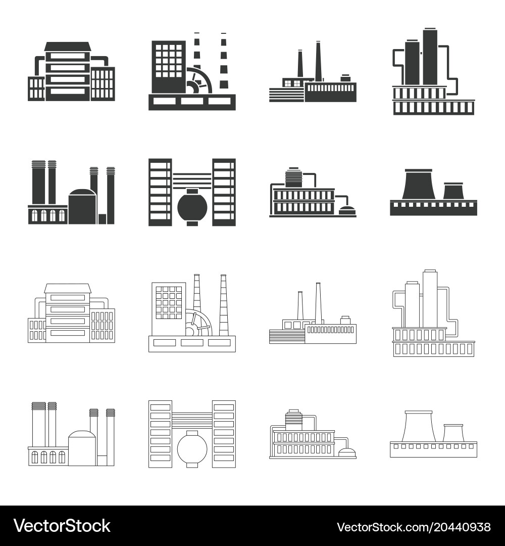 Industry productionfactory set collection icons Vector Image