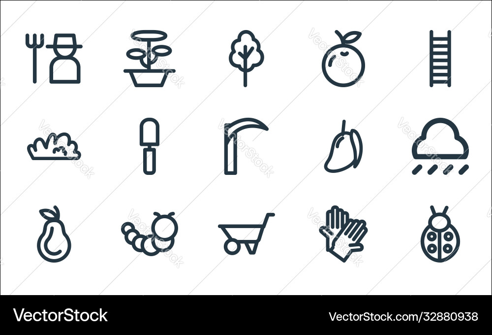 Landscaping equipment line icons linear set Vector Image