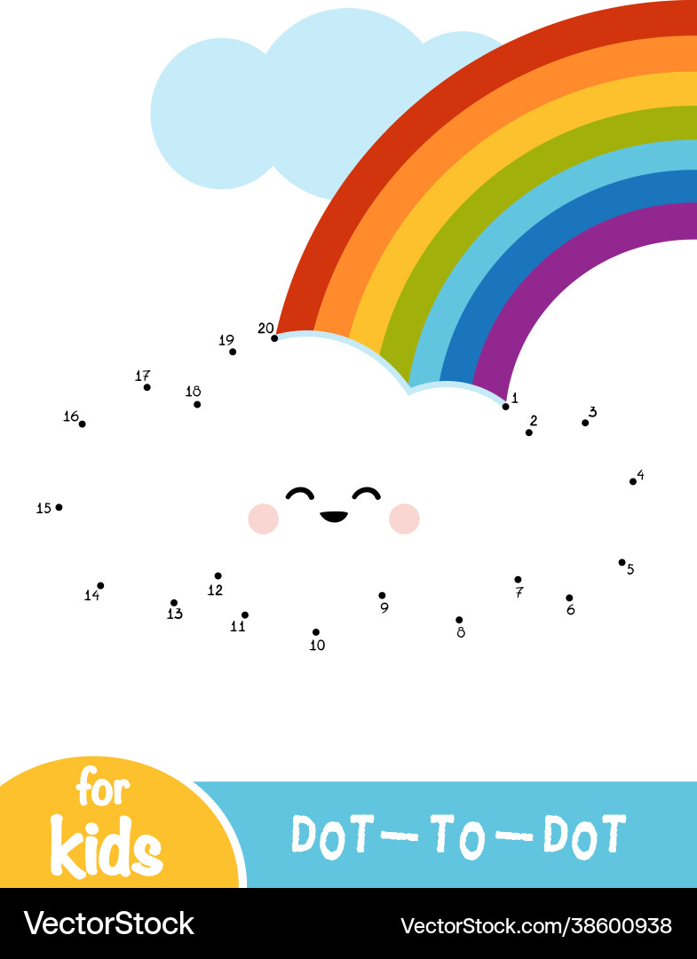Numbers game dot to dot game for children rainbow Vector Image