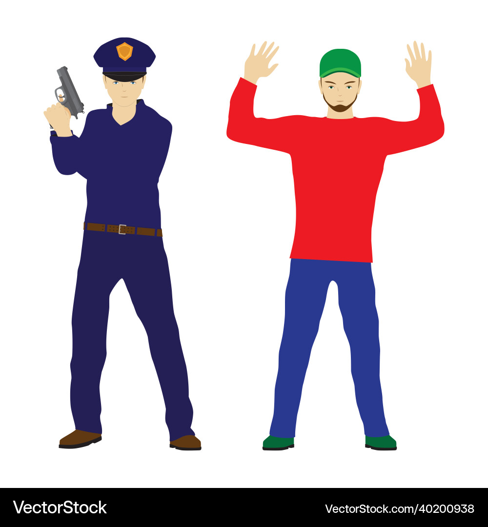 Police officer and detainee Royalty Free Vector Image