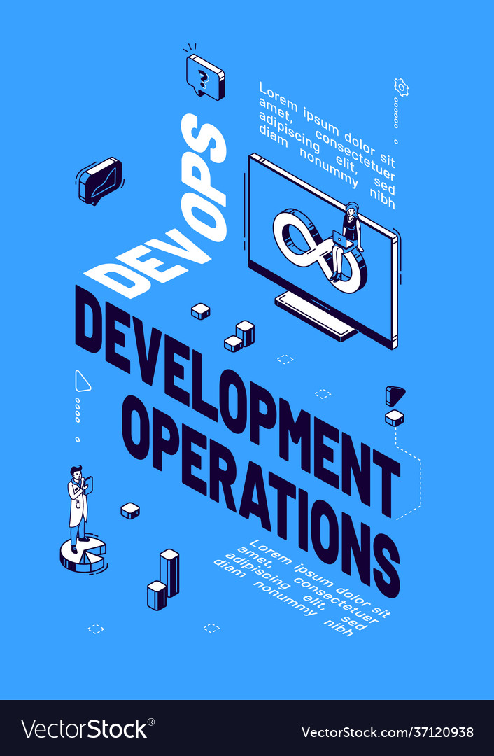 Poster devops development operations Royalty Free Vector