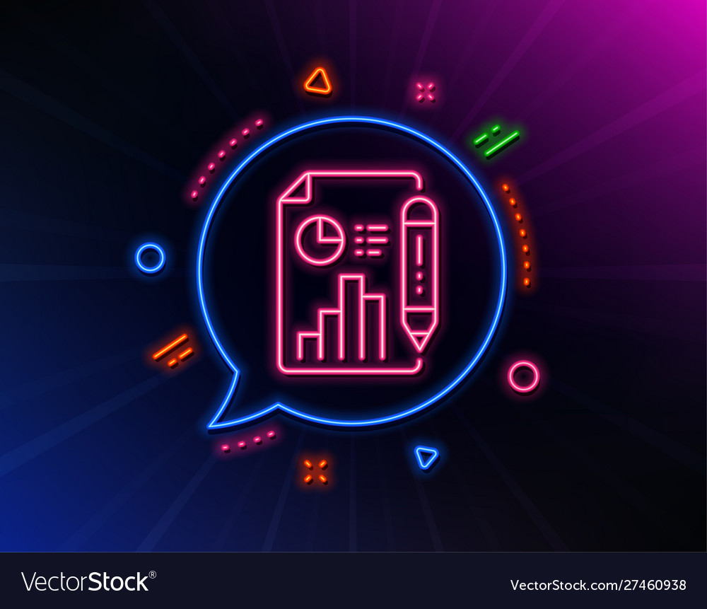 Report document line icon column graph sign Vector Image