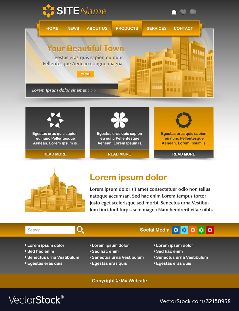 Website template layout Royalty Free Vector Image