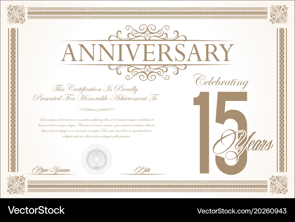 Anniversary retro vintage background 15 years Vector Image