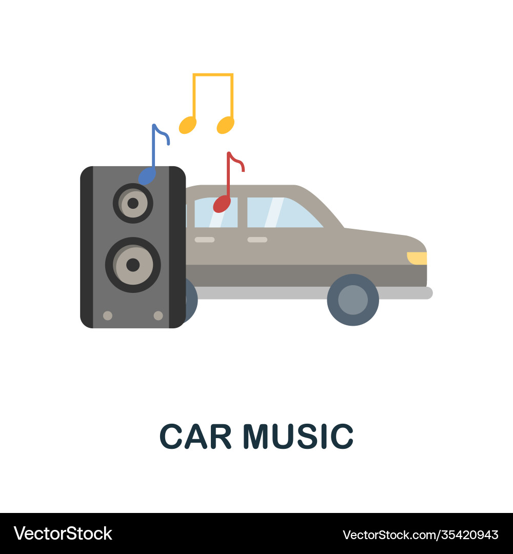 Car music flat icon color simple element from car Vector Image