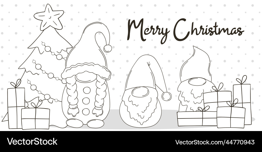 Coloring christmas with gnomes Royalty Free Vector Image