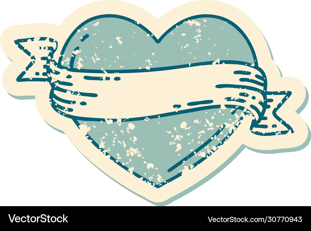 Distressed sticker tattoo style icon a heart Vector Image