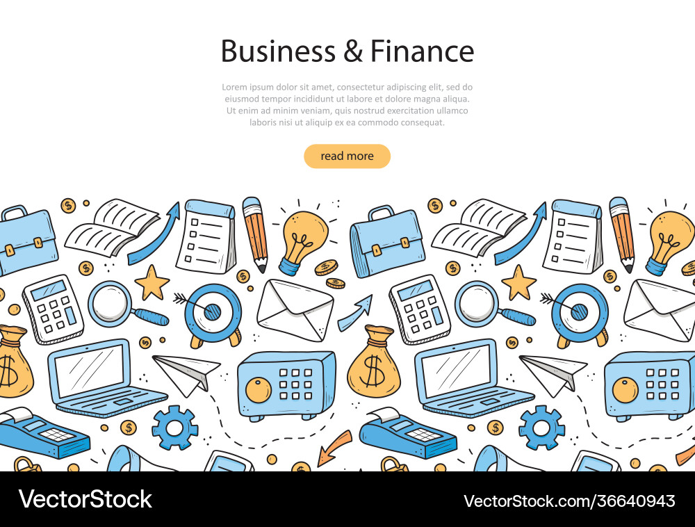 Hand drawn banner business and finance elements Vector Image