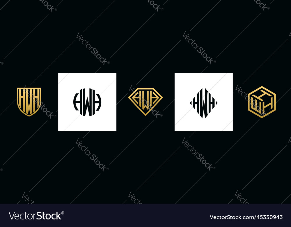 Initial letters hwh logo designs bundle Royalty Free Vector