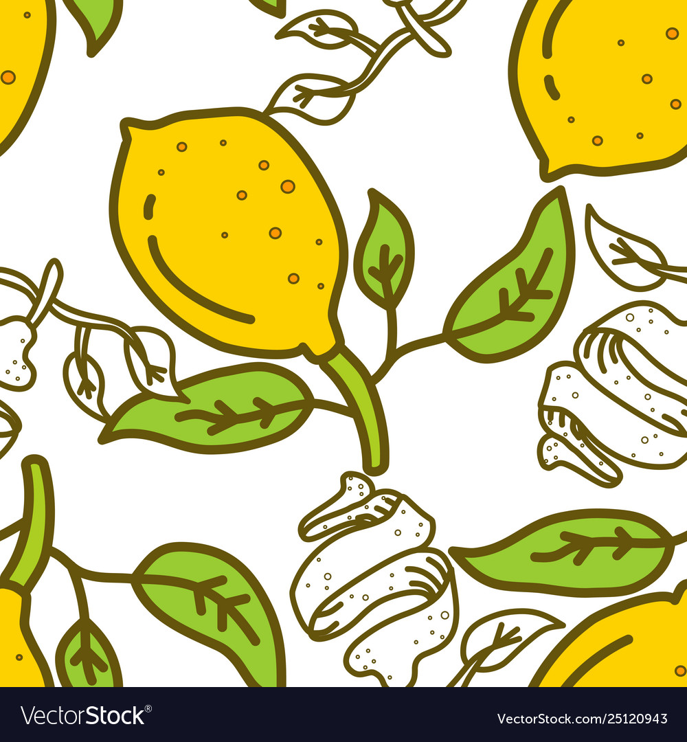 Lemon fruit pattern seamless template Royalty Free Vector