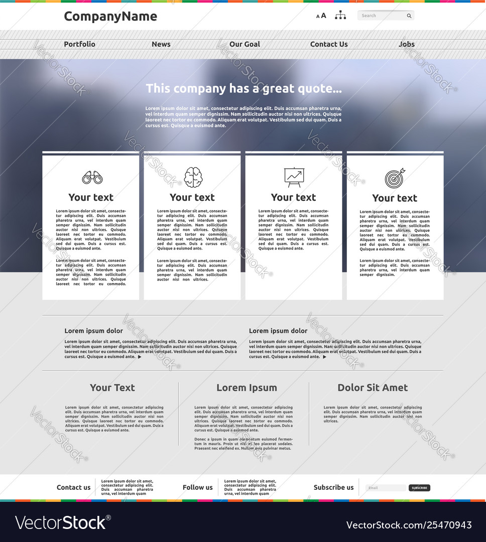 Modern website template for business Royalty Free Vector