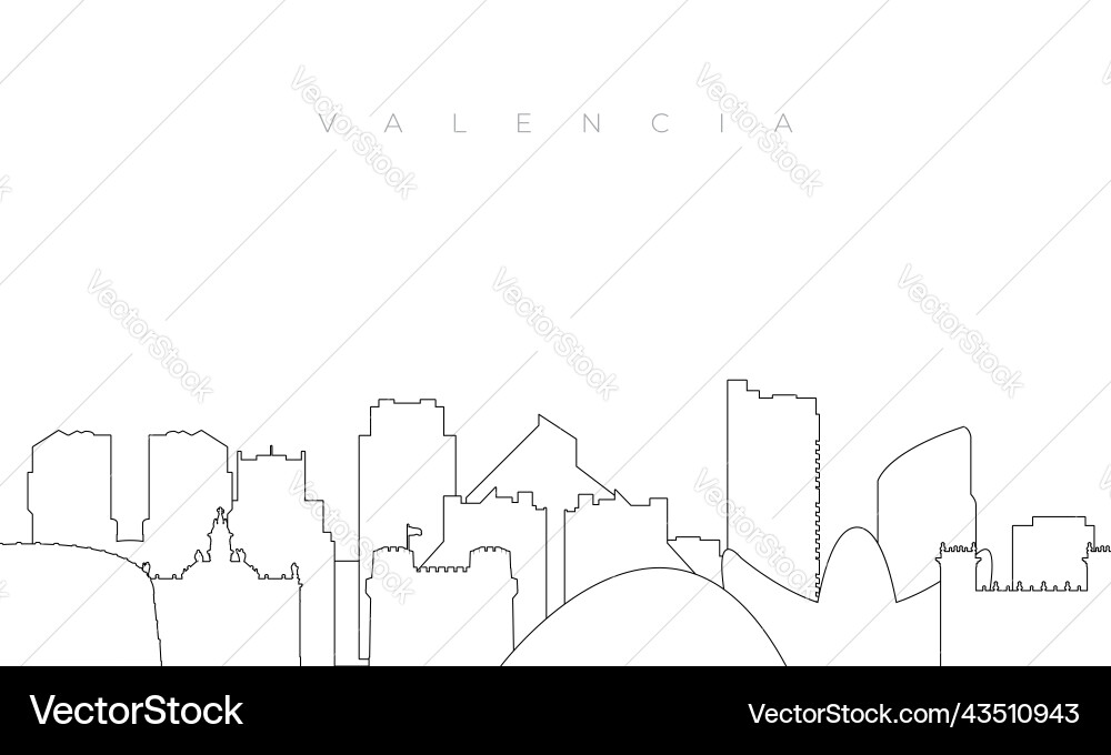Outline valencia skyline trendy template Vector Image