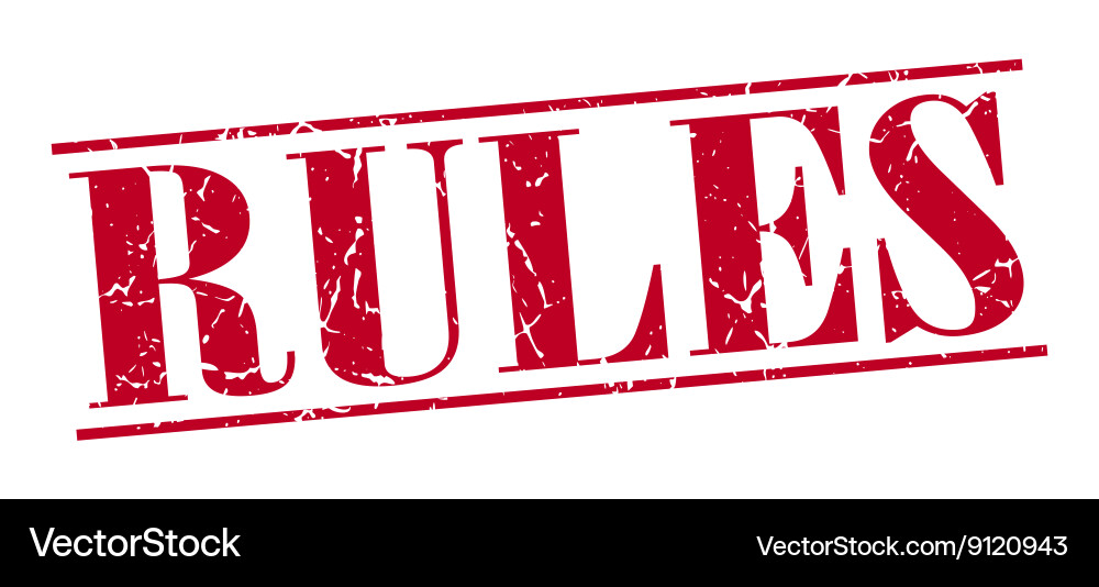 Rules red grunge vintage stamp isolated on white Vector Image