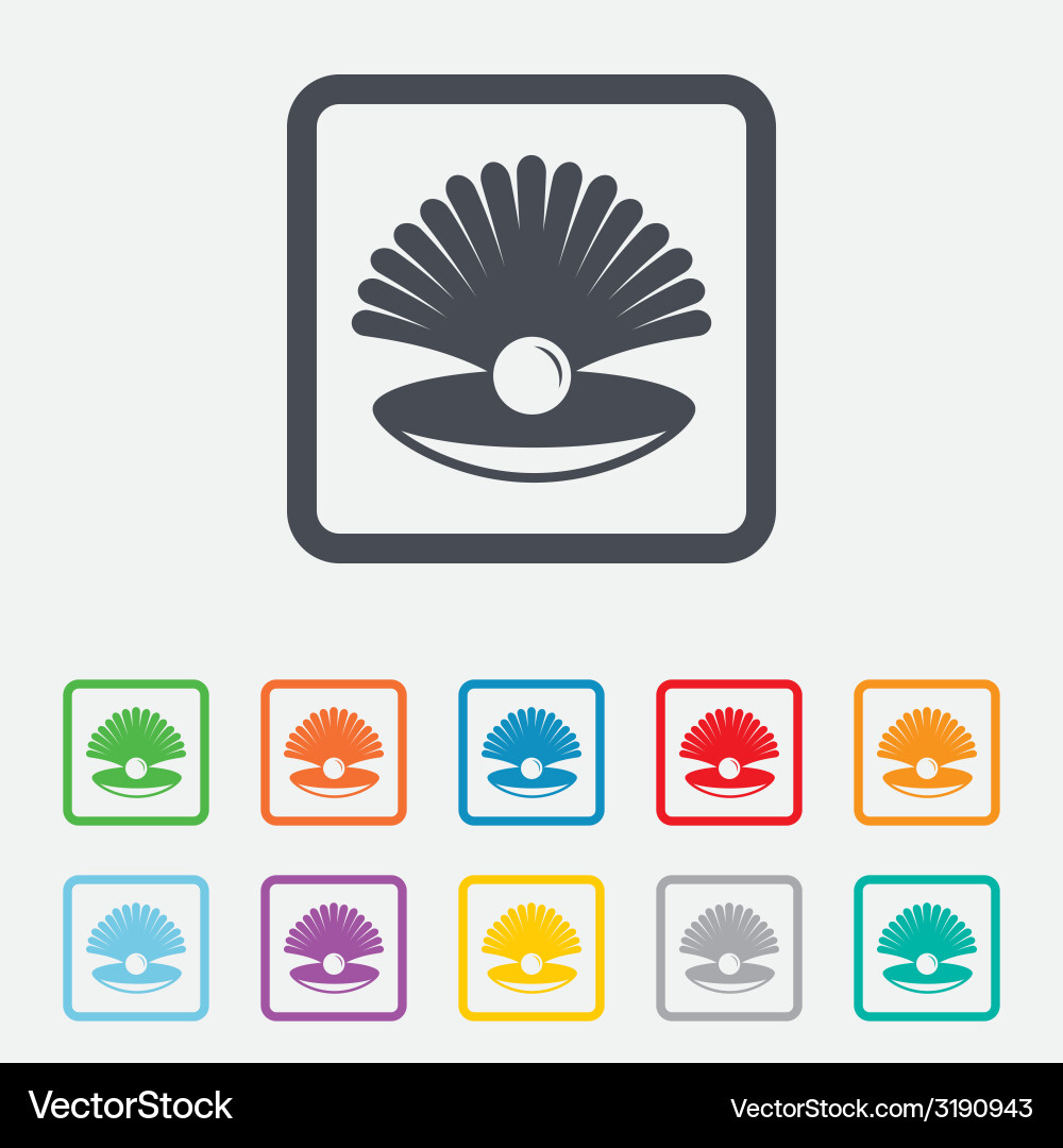 Sea shell with pearl sign icon conch symbol Vector Image