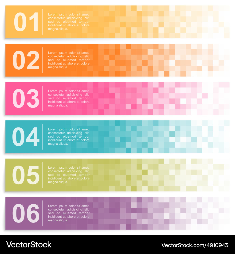 Set of colorful pixel banners Royalty Free Vector Image
