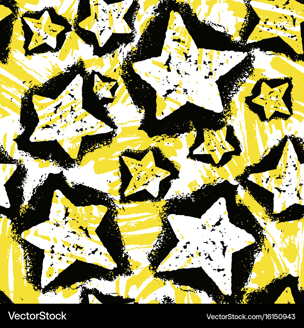 Star seamless patterntextile ink brush strokes Vector Image