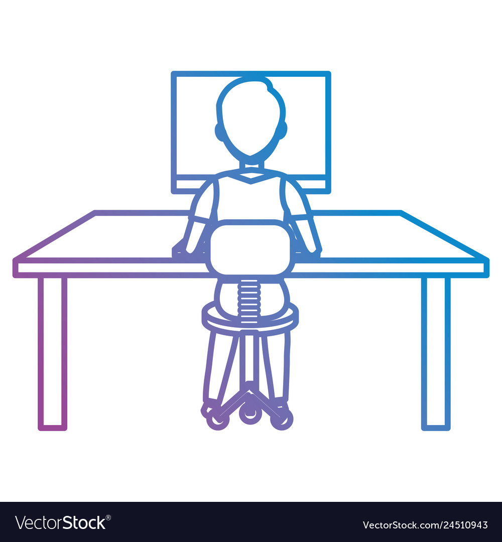User with computer desktop Royalty Free Vector Image