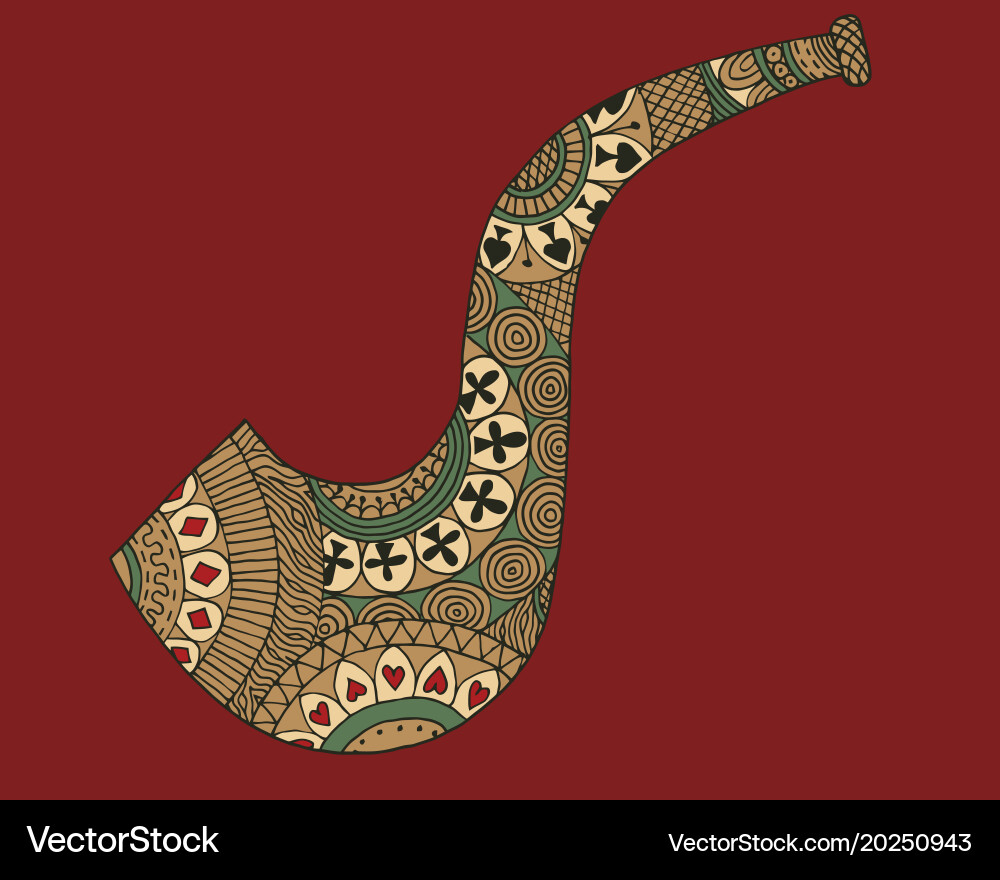 Zen tangle wooden smoking pipe entangle briar Vector Image