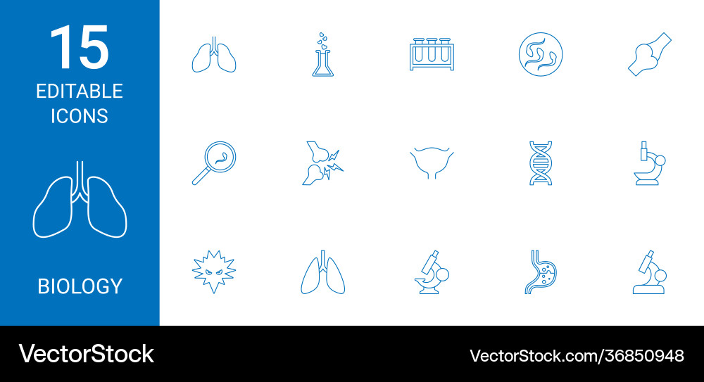 15 biology icons Royalty Free Vector Image - VectorStock