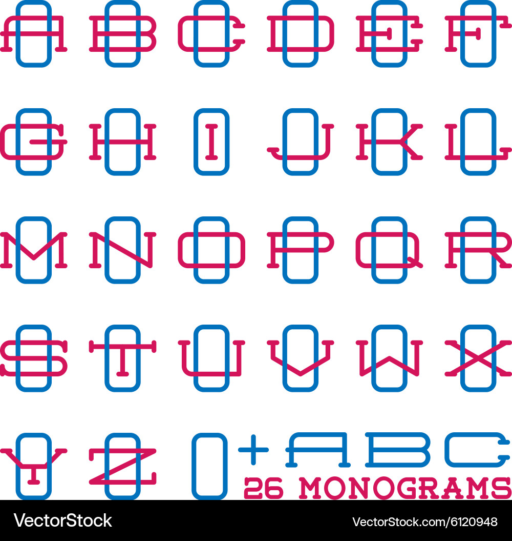 College sport team logo set two letters monogram Vector Image