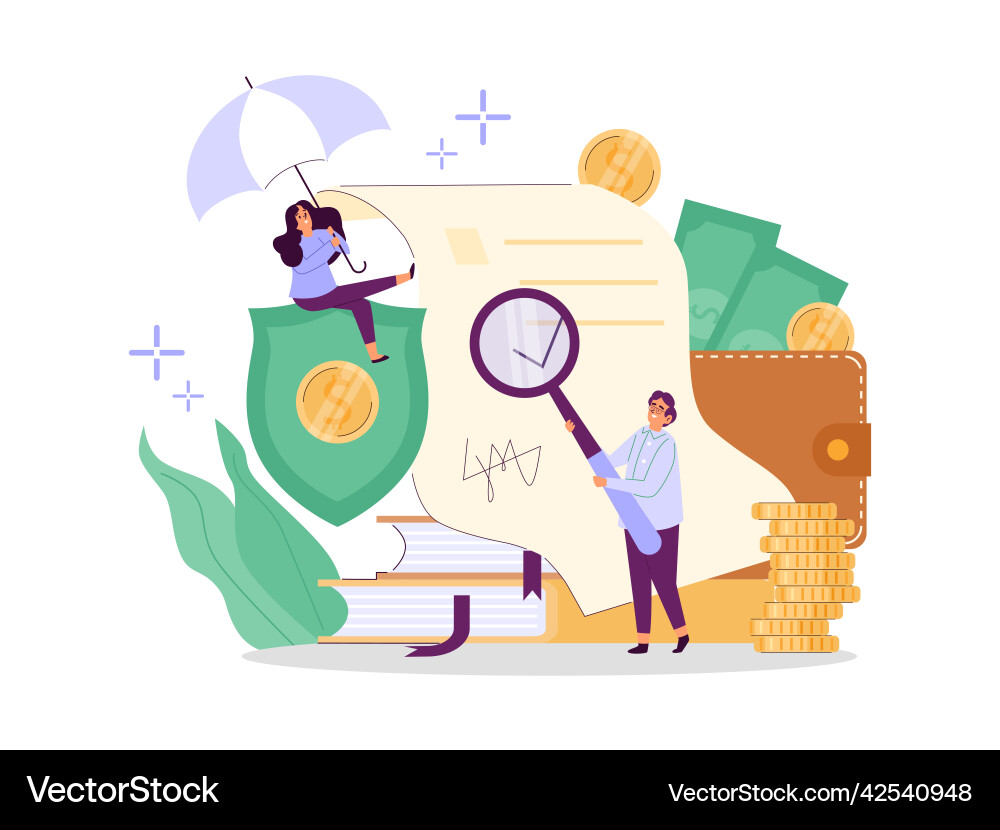 Employee insurance and contract with terms Vector Image