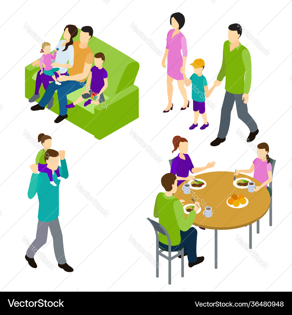 Family isometric set Royalty Free Vector Image