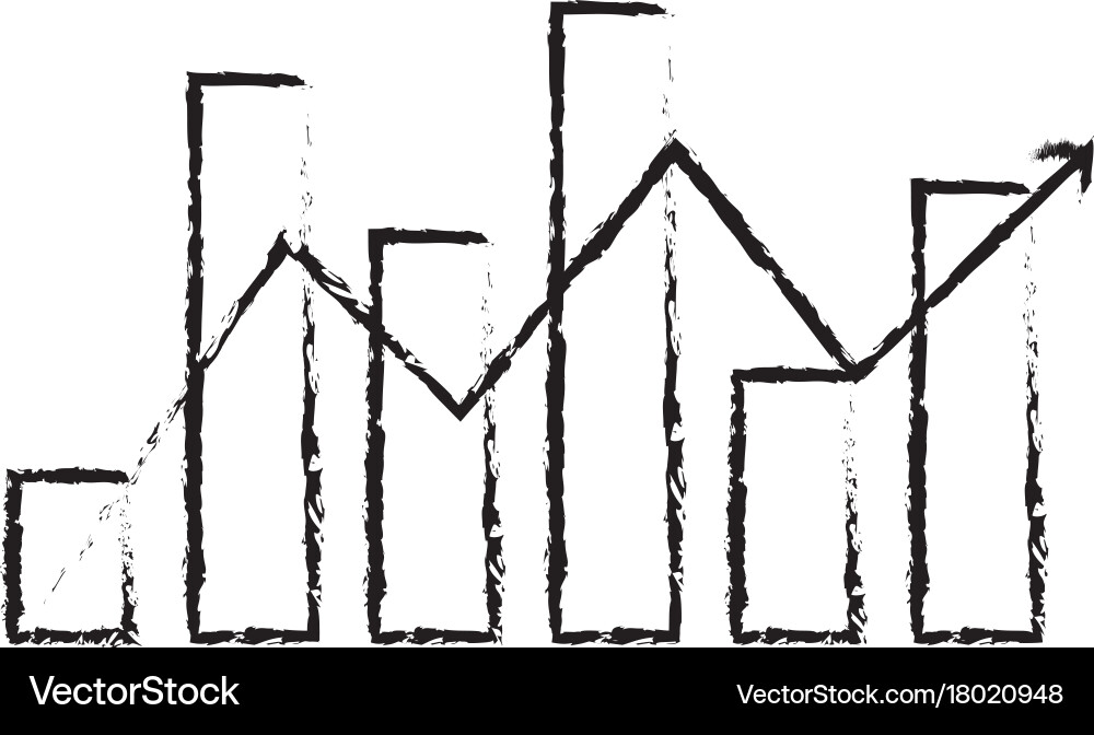 Figure statistics bar diagram with arrow growing Vector Image