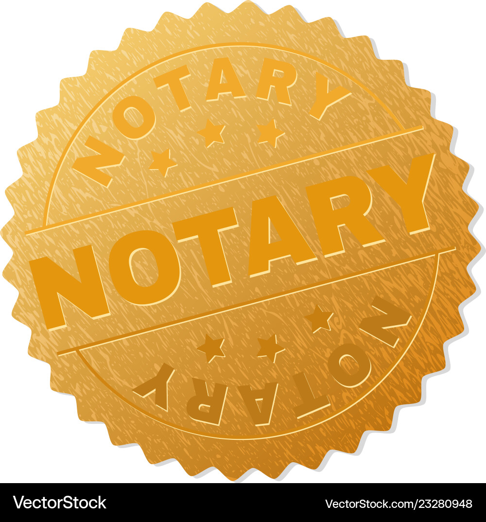 Golden notary award stamp Royalty Free Vector Image