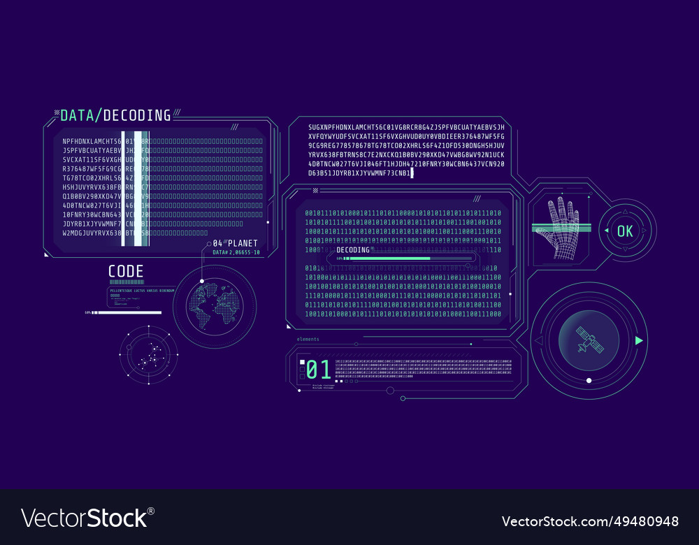 Hud interface design for decoding satellite data Vector Image