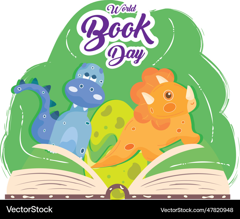 Isolated open biology book with dinosaur animals Vector Image