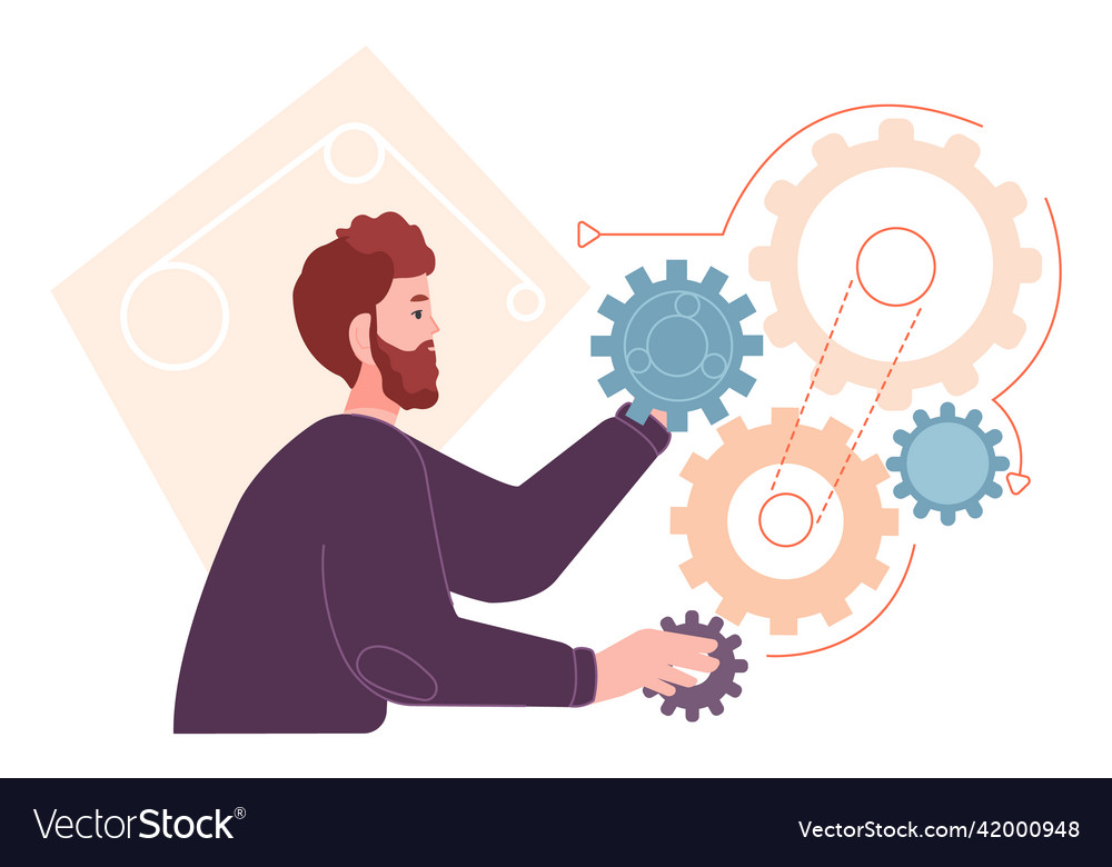 Man create work process engineering thinking Vector Image