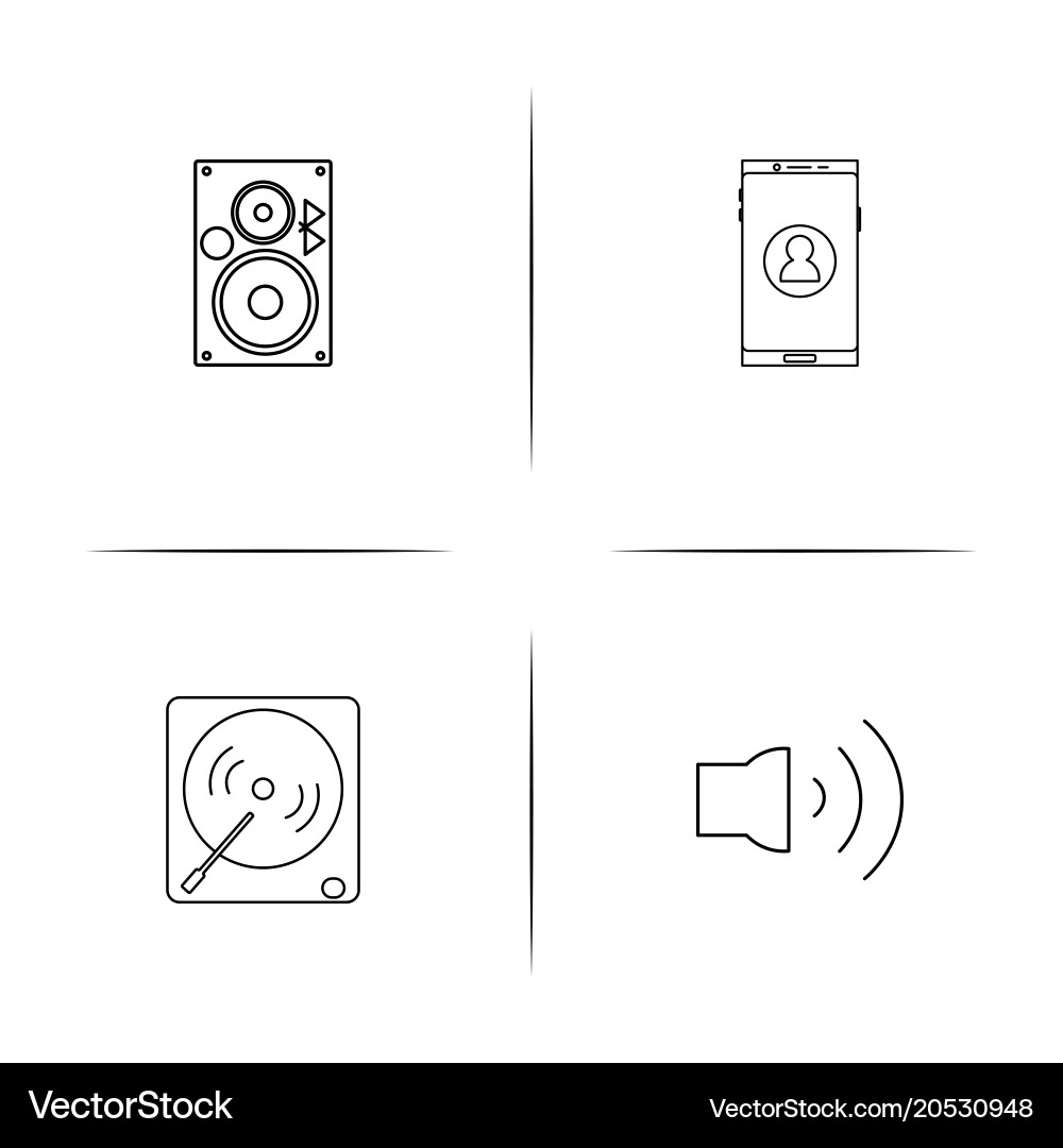 Music simple linear icons set outlined Royalty Free Vector