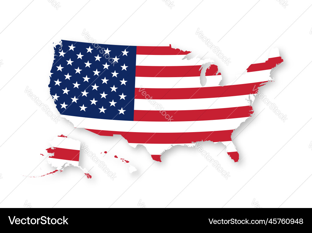 National usa flag in geographical map shape Vector Image