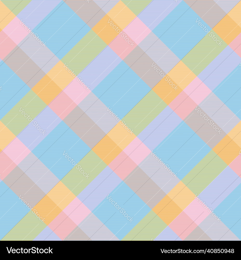Rainbow pastel diagonal plaid tartan textured Vector Image