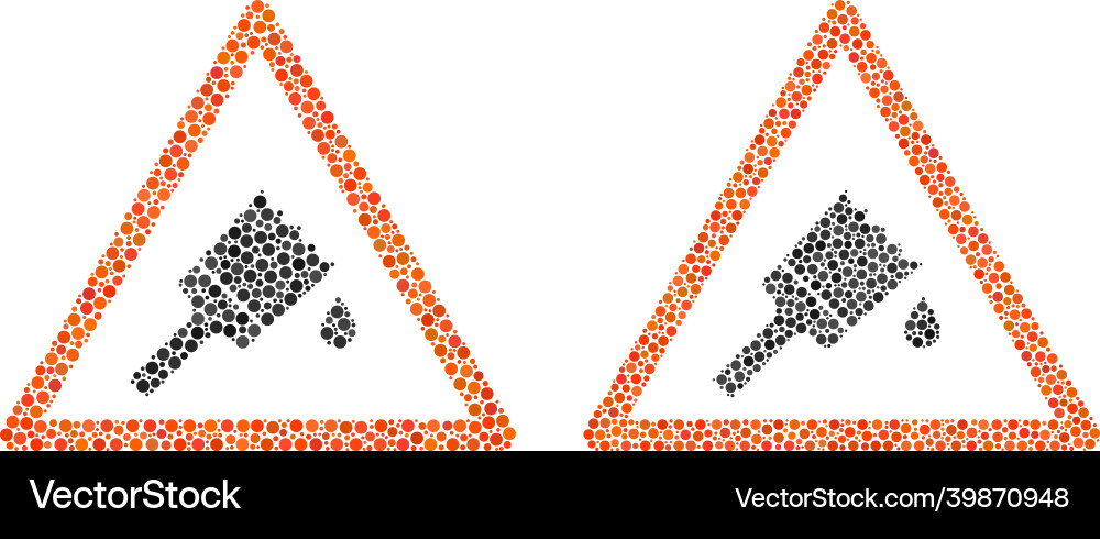 Round dot wet painting warning icon collage Vector Image