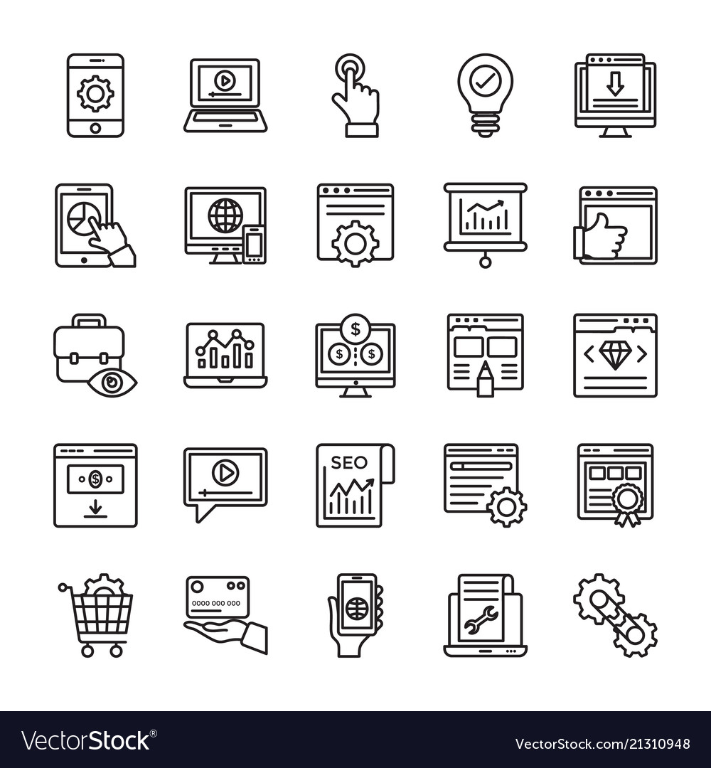 Seo and web optimization line icons 3 Royalty Free Vector