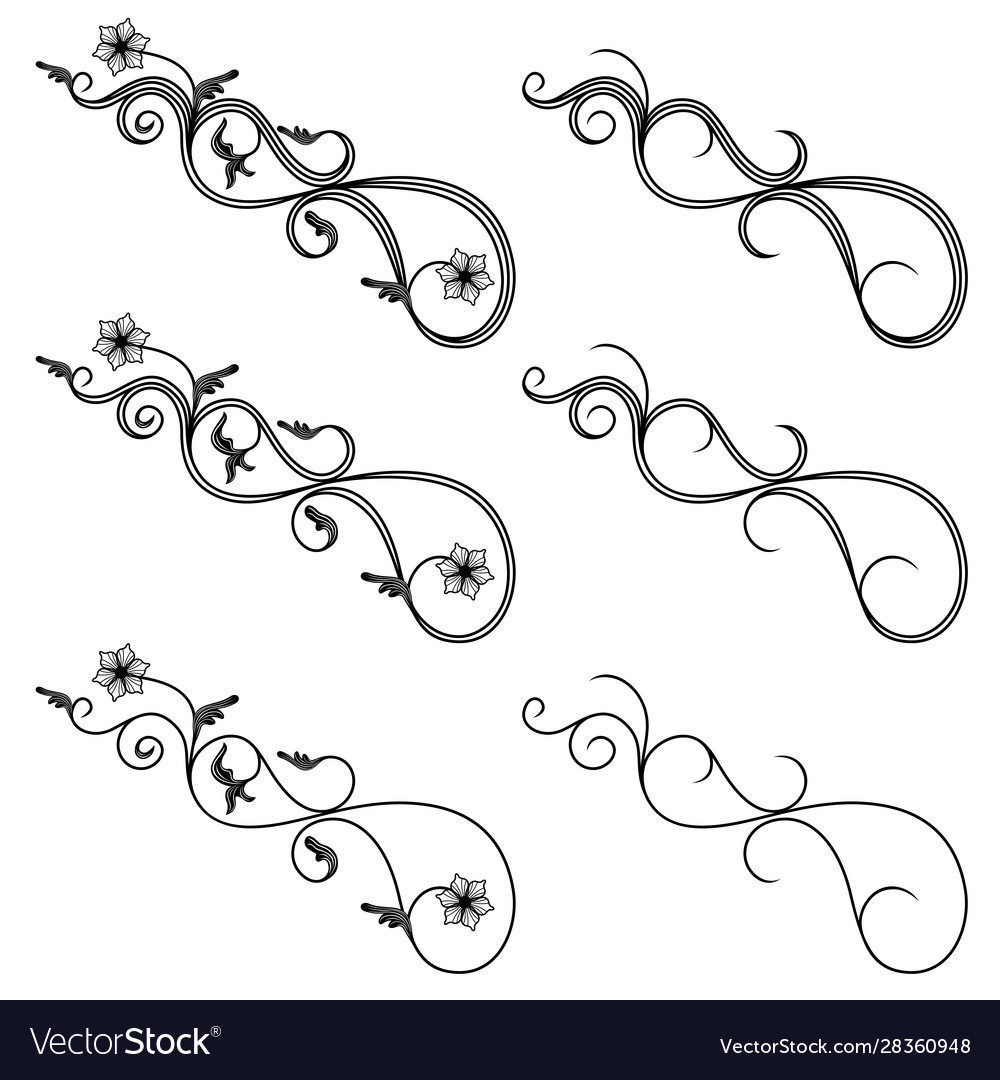 Set swirl border design elements Royalty Free Vector Image