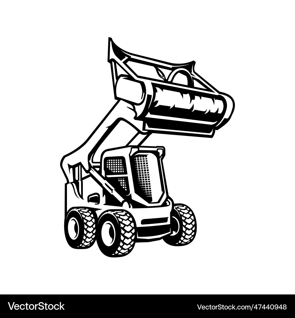 Silhouette of forestry mulching machine Royalty Free Vector