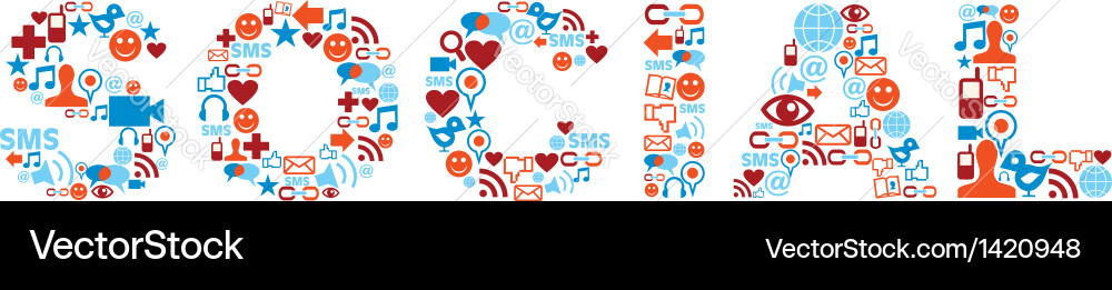 Social word with media icons texture Royalty Free Vector