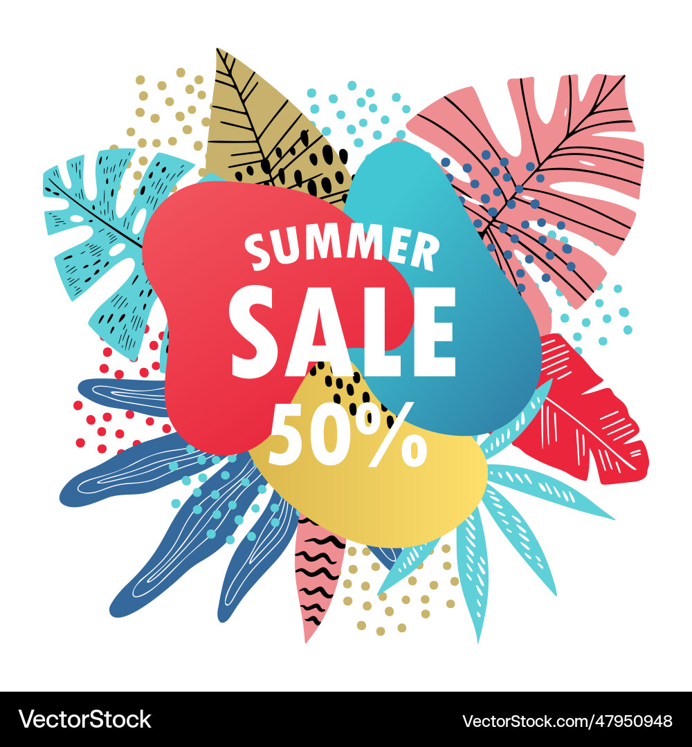 Summer sale bright banner Royalty Free Vector Image