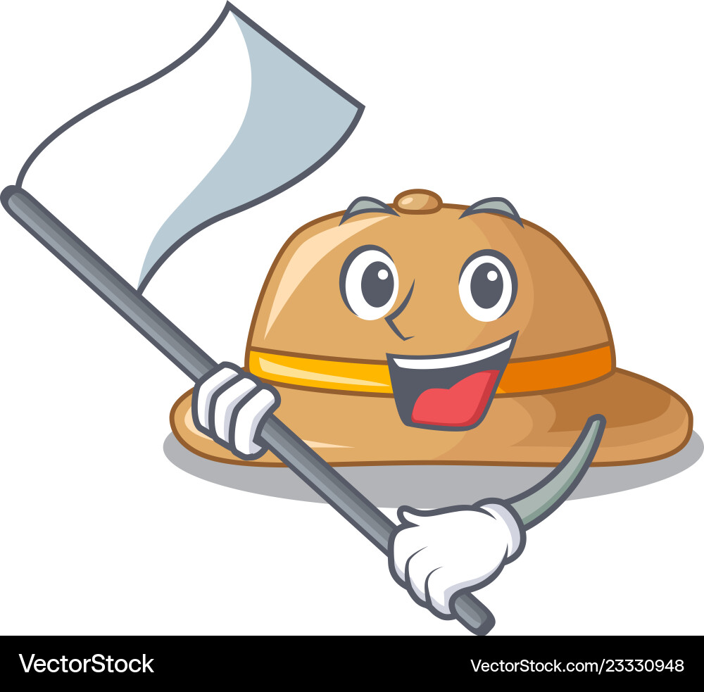 With flag cork hat in a cartoon style Royalty Free Vector
