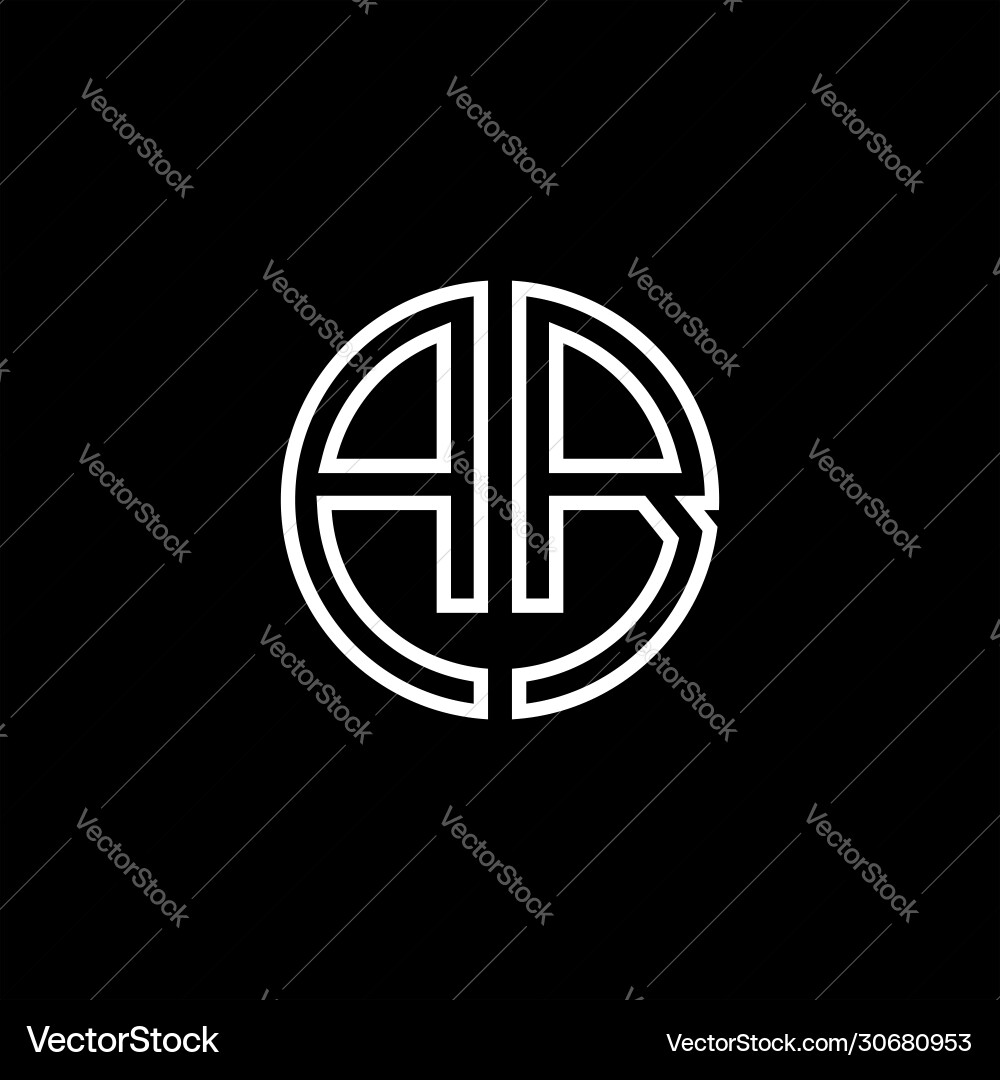 Ab monogram logo circle ribbon style outline Vector Image