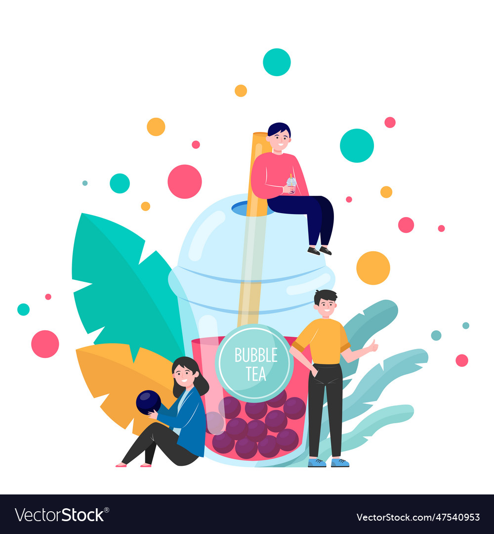 Bubble milk tea flat Royalty Free Vector Image