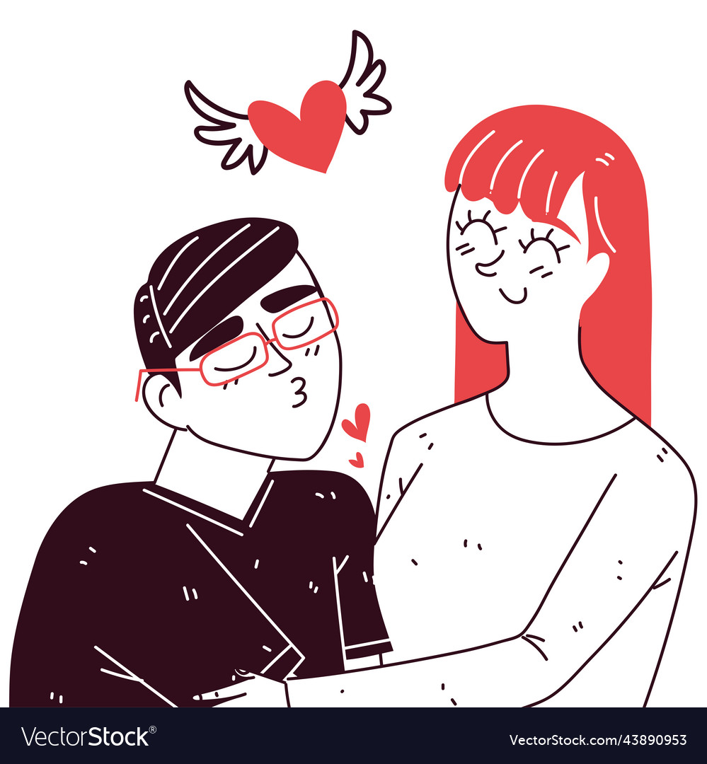 Cute Couple Line Art Royalty Free Vector Image