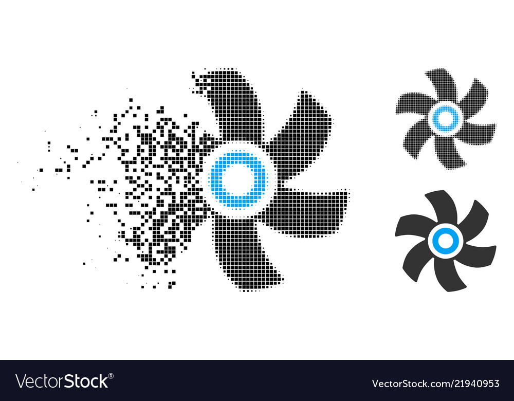 Destructed dot halftone rotor icon Royalty Free Vector Image Destructed dot halftone rotor icon Royalty Free Vector Image