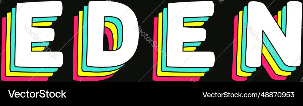 Eden - retro rainbow typography faded style Vector Image