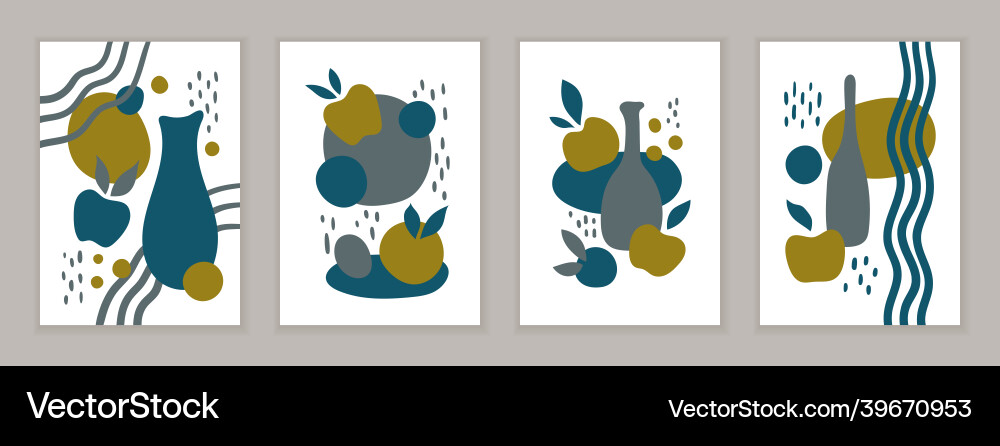Four posters with an abstract still life Vector Image