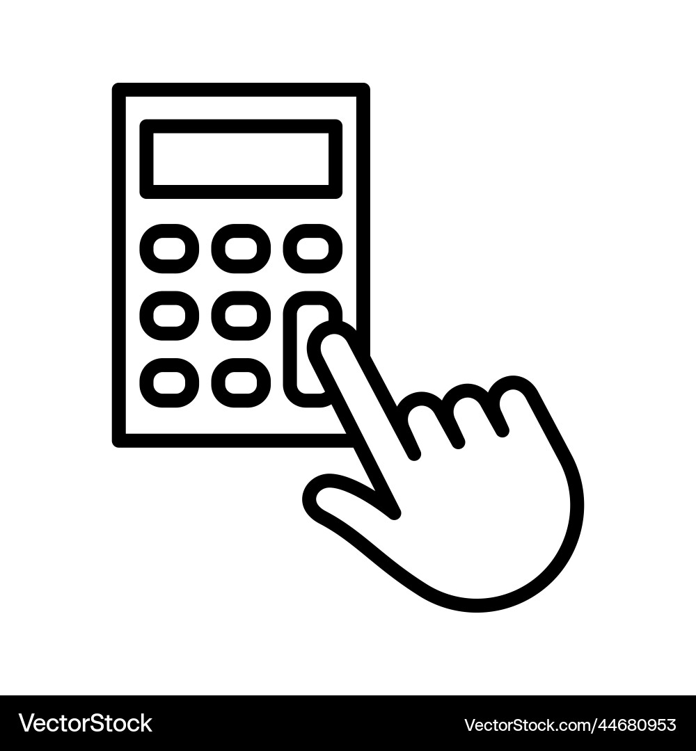Hand pressing calculator button economy Royalty Free Vector