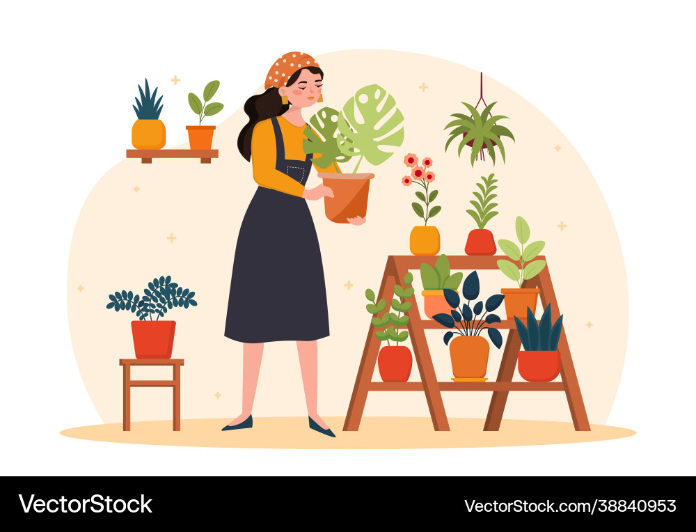 Home plant care concept Royalty Free Vector Image